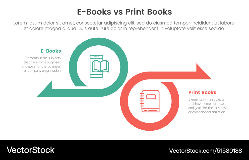 Ebook vs physical book comparison concept Vector Image