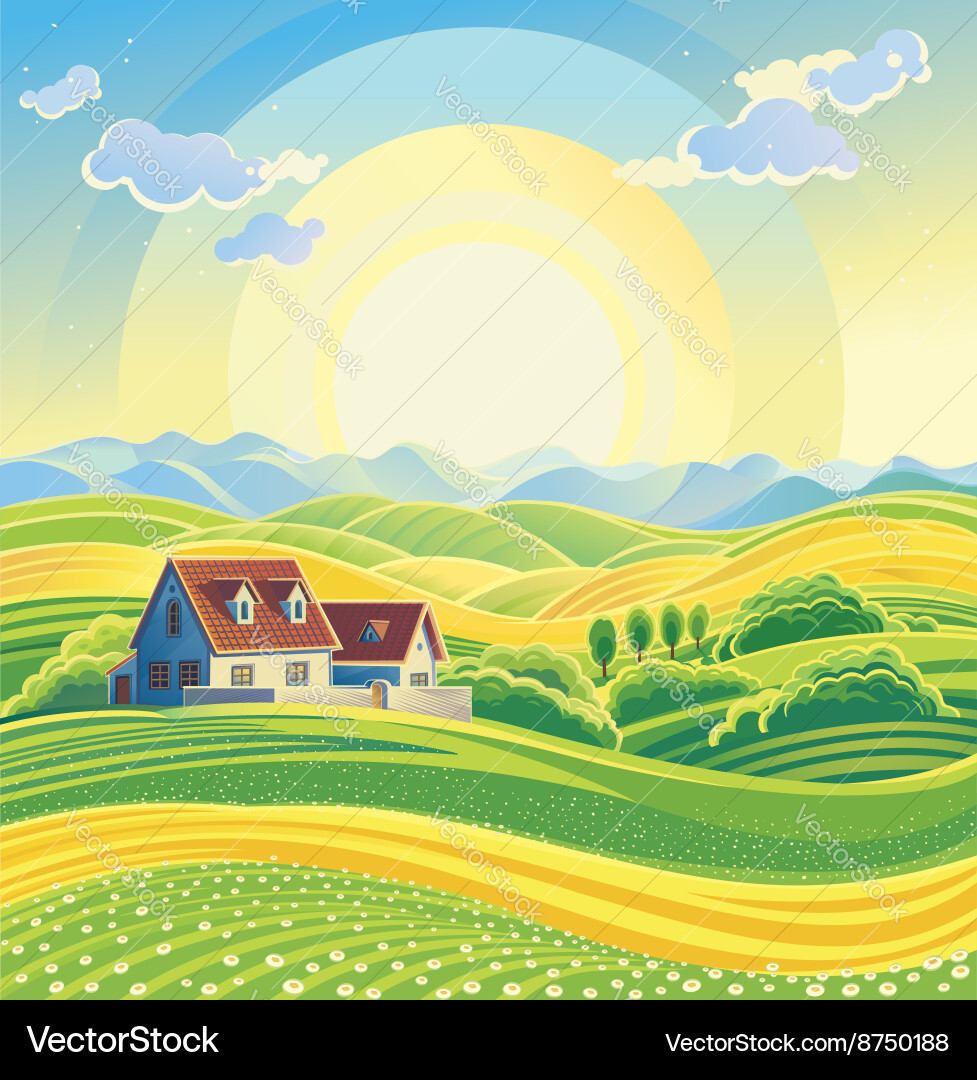 Farming landscape Royalty Free Vector Image - VectorStock