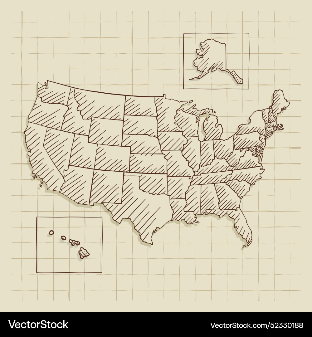 Hand drawn usa outline map Royalty Free Vector Image