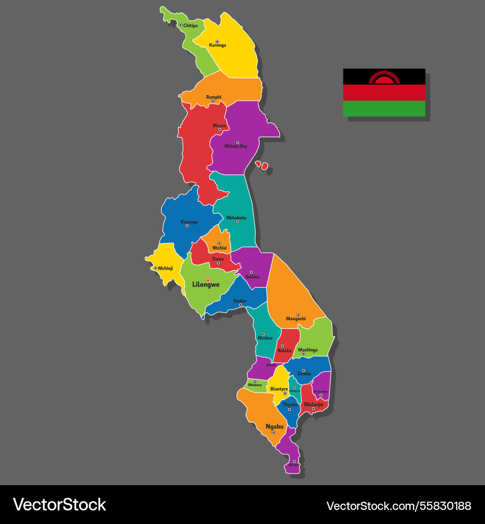 Map of malawi Royalty Free Vector Image - VectorStock