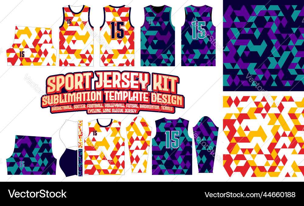 Mozaic jersey design pattern template Royalty Free Vector