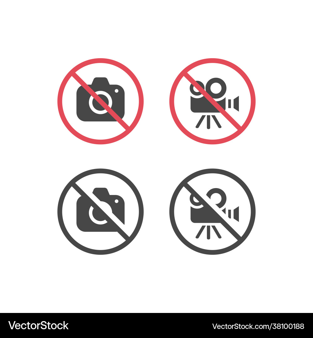 No camera and video red prohibition sign Vector Image