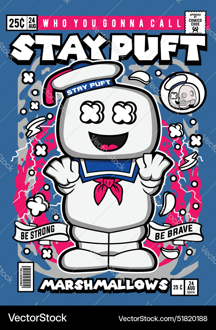 Pop art stay puft marshmallowman Royalty Free Vector Image