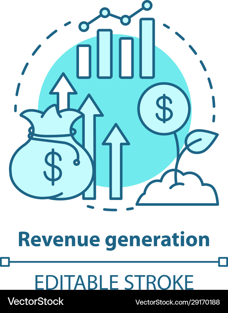 Revenue generation blue concept icon income Vector Image