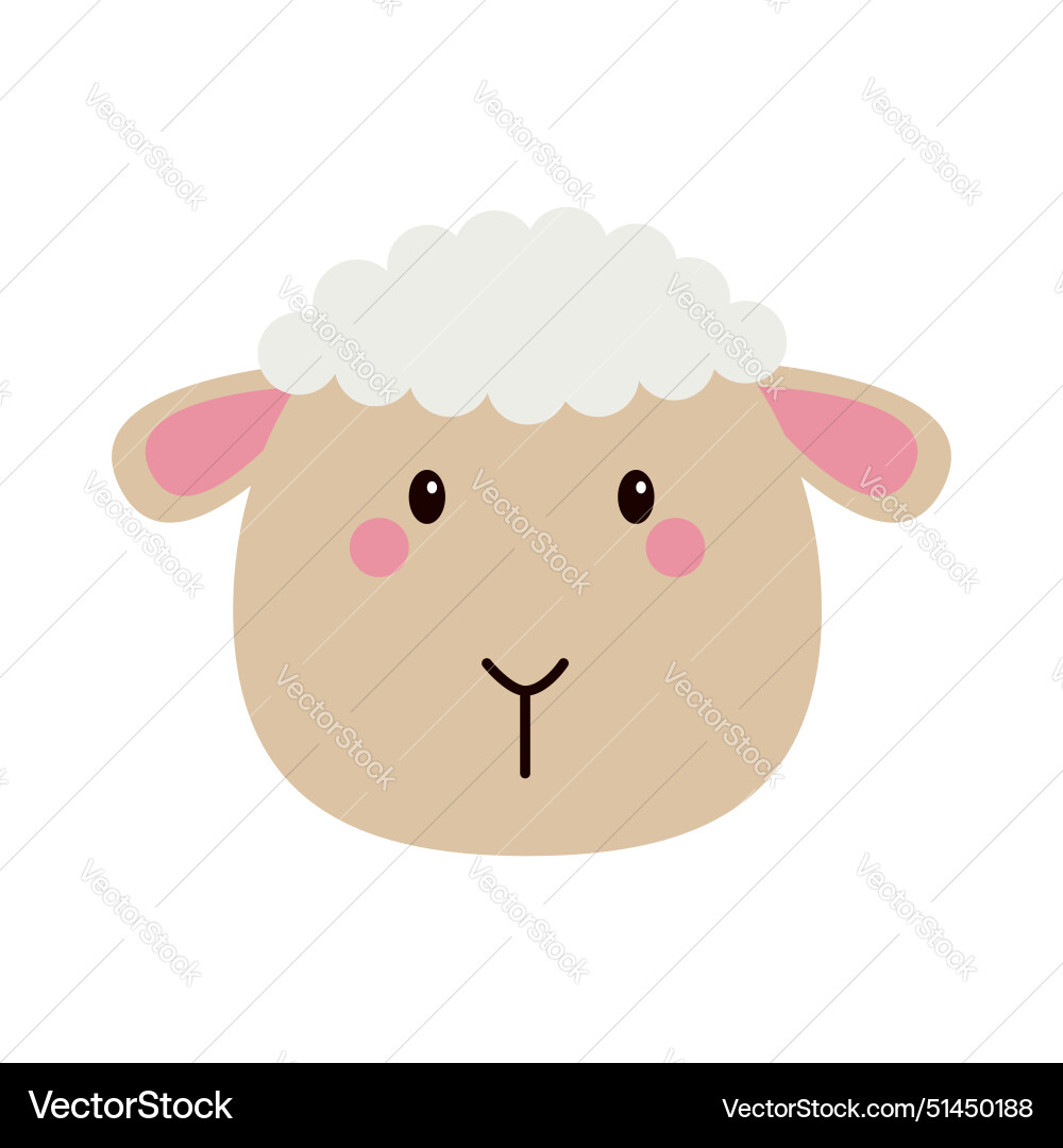 Sheep lamb face head round icon cloud shape hair Vector Image