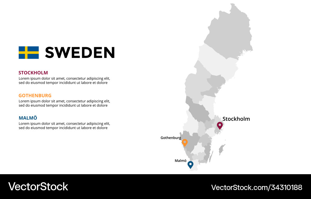 Sweden map infographic template slide Royalty Free Vector