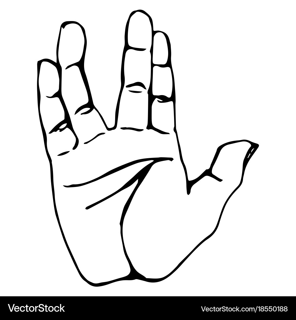 Vulcan Salute Hand Gesture Royalty Free Vector Image