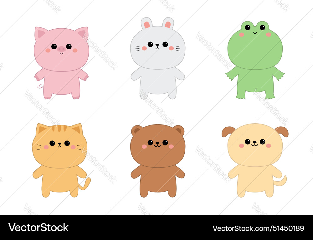 Bear dog puppy pig frog cat kitten kitty rabbit Vector Image