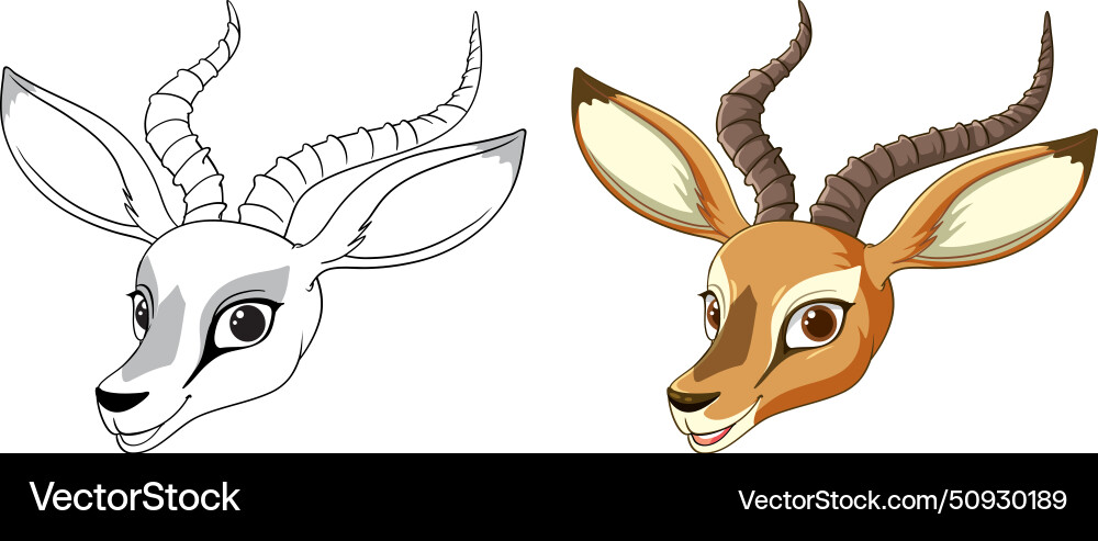 Black and white to color antelope transition Vector Image