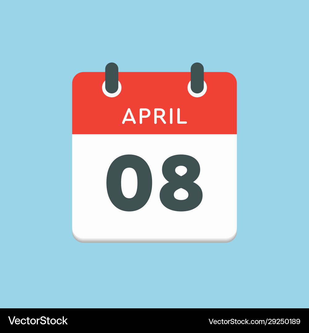 Calendar day 8 april days year Royalty Free Vector Image