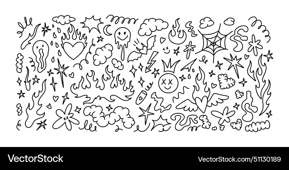 Doodle emo goth design elements graffiti urban Vector Image