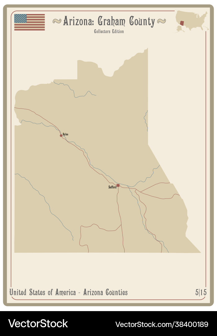 Map graham county in arizona Royalty Free Vector Image