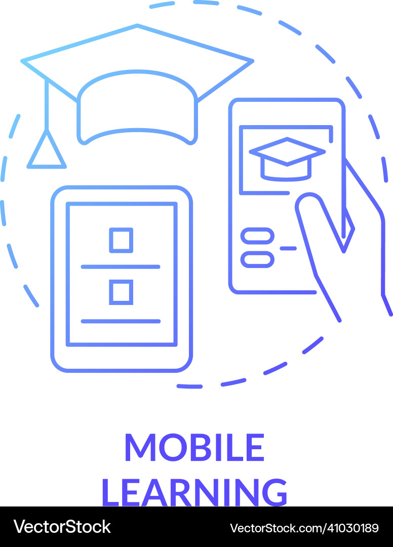 Mobile learning blue gradient concept icon Vector Image