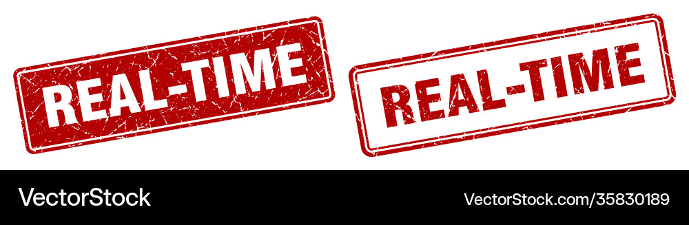 Real-time stamp set square grunge sign Royalty Free Vector