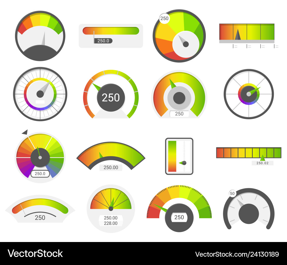 Speedometer icons credit score indicators Vector Image