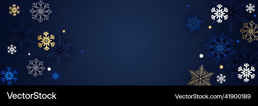 Winter dark blue snowflake design template banner Vector Image
