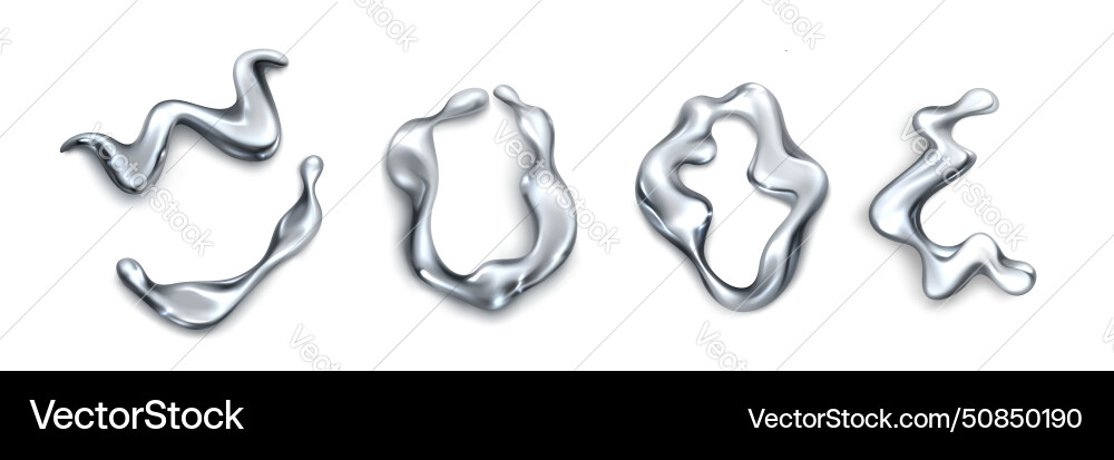 Abstract fluid 3d metal shape for y2k design Vector Image