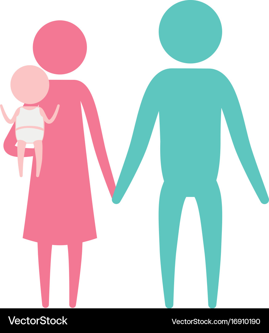Color silhouette set pictograph parents Royalty Free Vector
