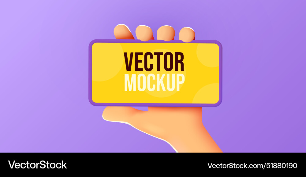 Cute cartoon hand holding mobile smart phone Vector Image