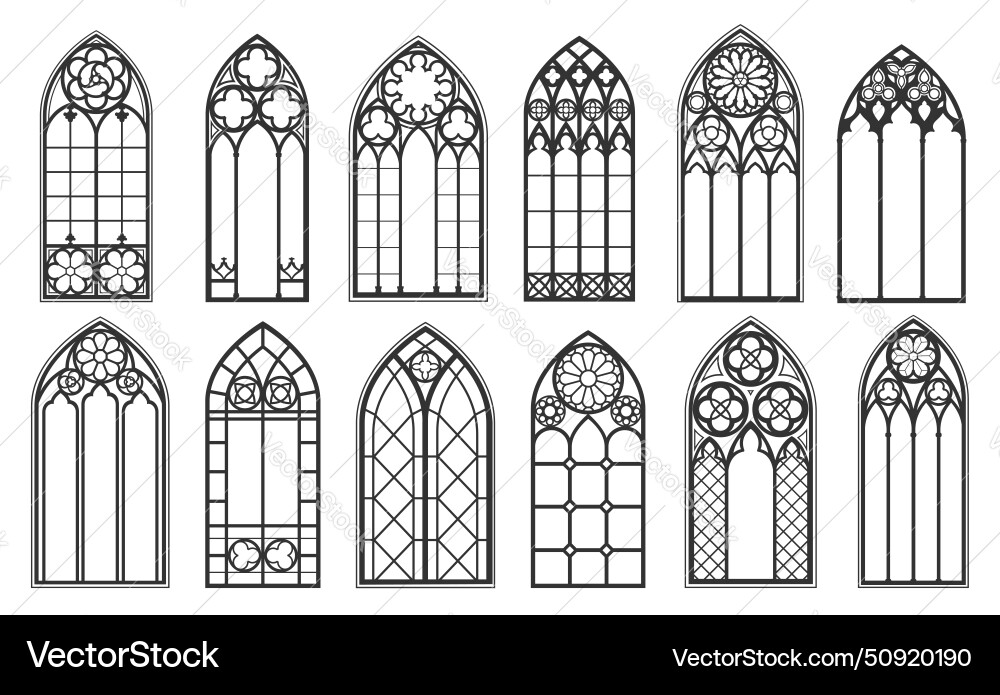 Gothic Church Windows Royalty Free Vector Image