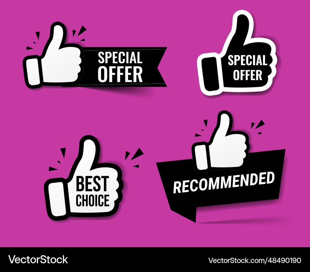 Hand banner recommended and best choice Royalty Free Vector