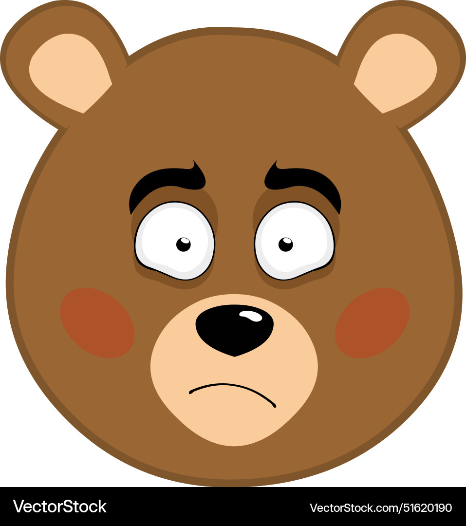 Head brown bear cartoon blushing Royalty Free Vector Image