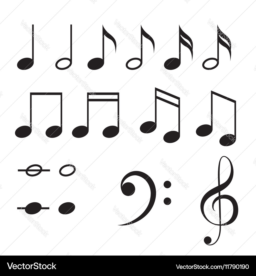 Music notes icon set Royalty Free Vector Image