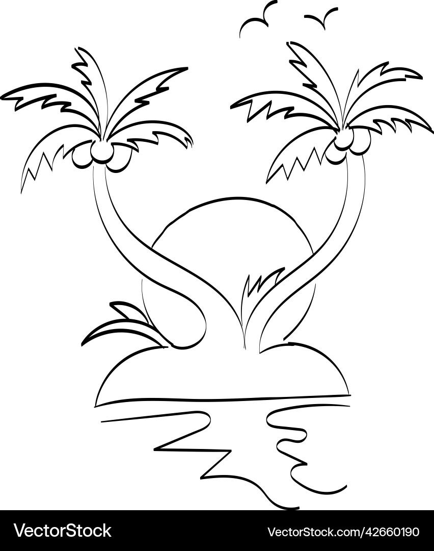 Palm tree line drawing for print Royalty Free Vector Image