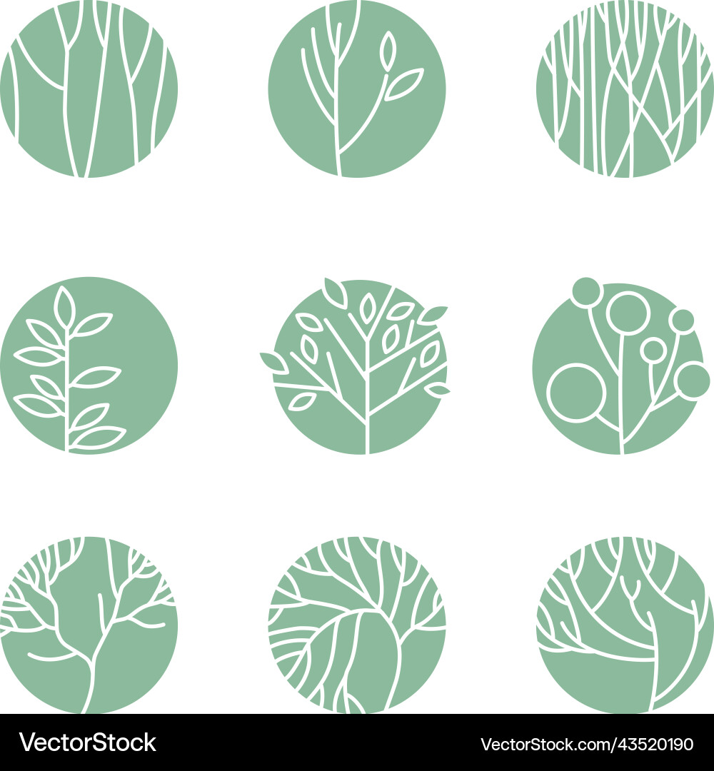 Plant logo templates in circle signs set Vector Image