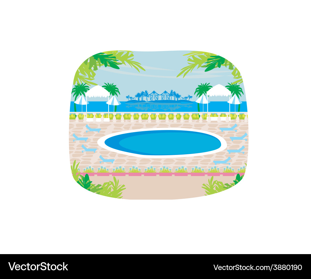 Relaxing tropical swimming pool Royalty Free Vector Image