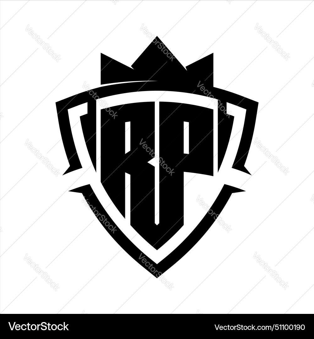 Rp letter bold monogram triangle curve shield Vector Image
