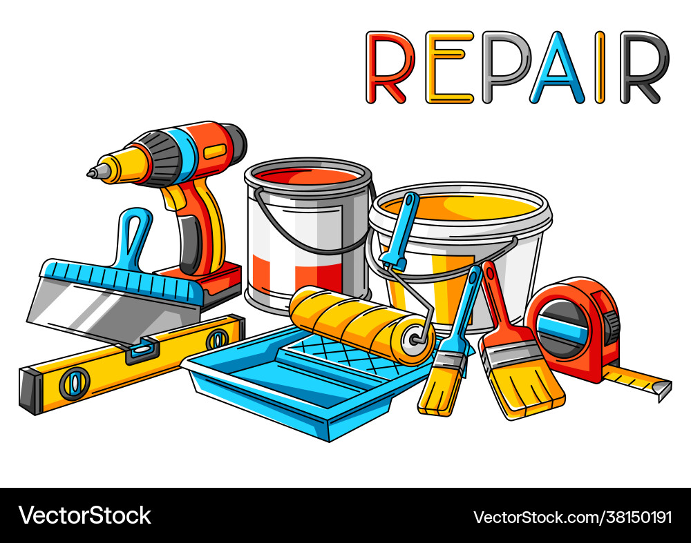 Background with repair working tools equipment Vector Image