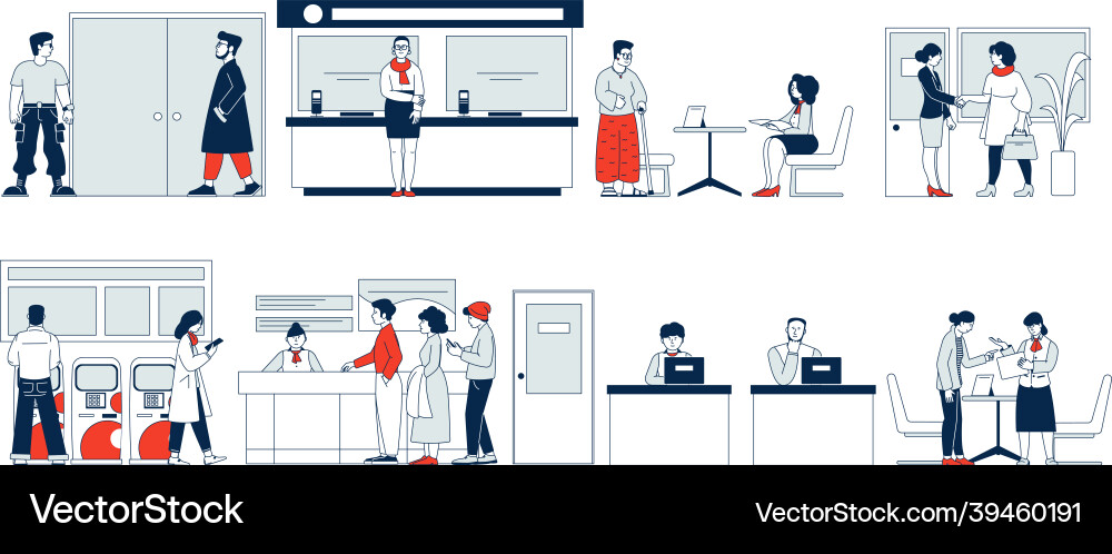 Bank clients service flat banking client Vector Image