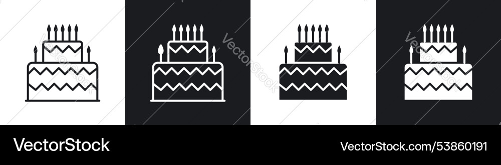 Birthday cake icon set Royalty Free Vector Image