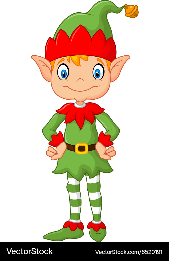 Cartoon cute christmas elf posing Royalty Free Vector Image