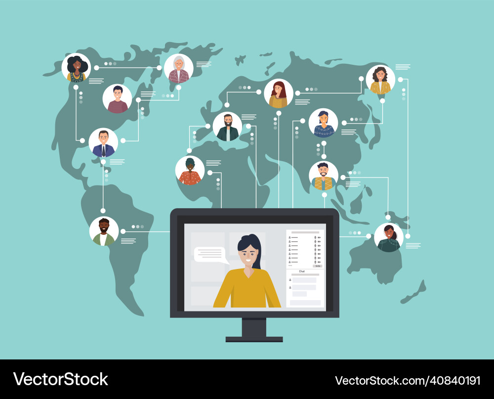 Colleagues from different countries work together Vector Image