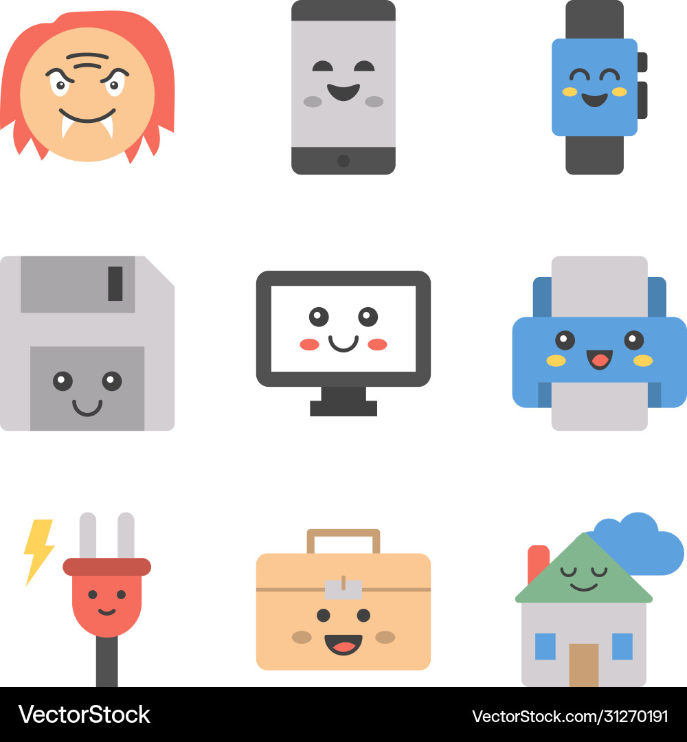 Emoticons icons pack Royalty Free Vector Image