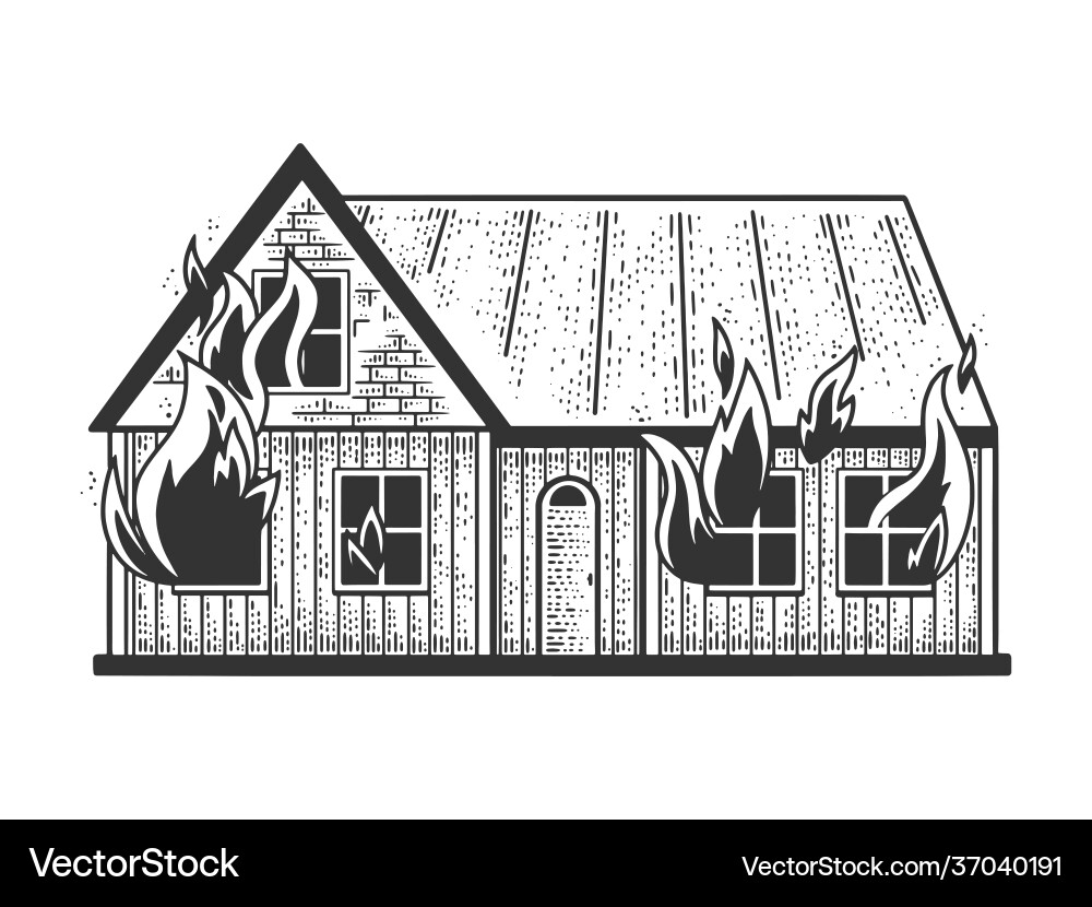 House on fire sketch Royalty Free Vector Image