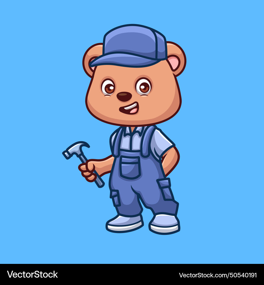 Mechanic bear cute cartoon character Royalty Free Vector