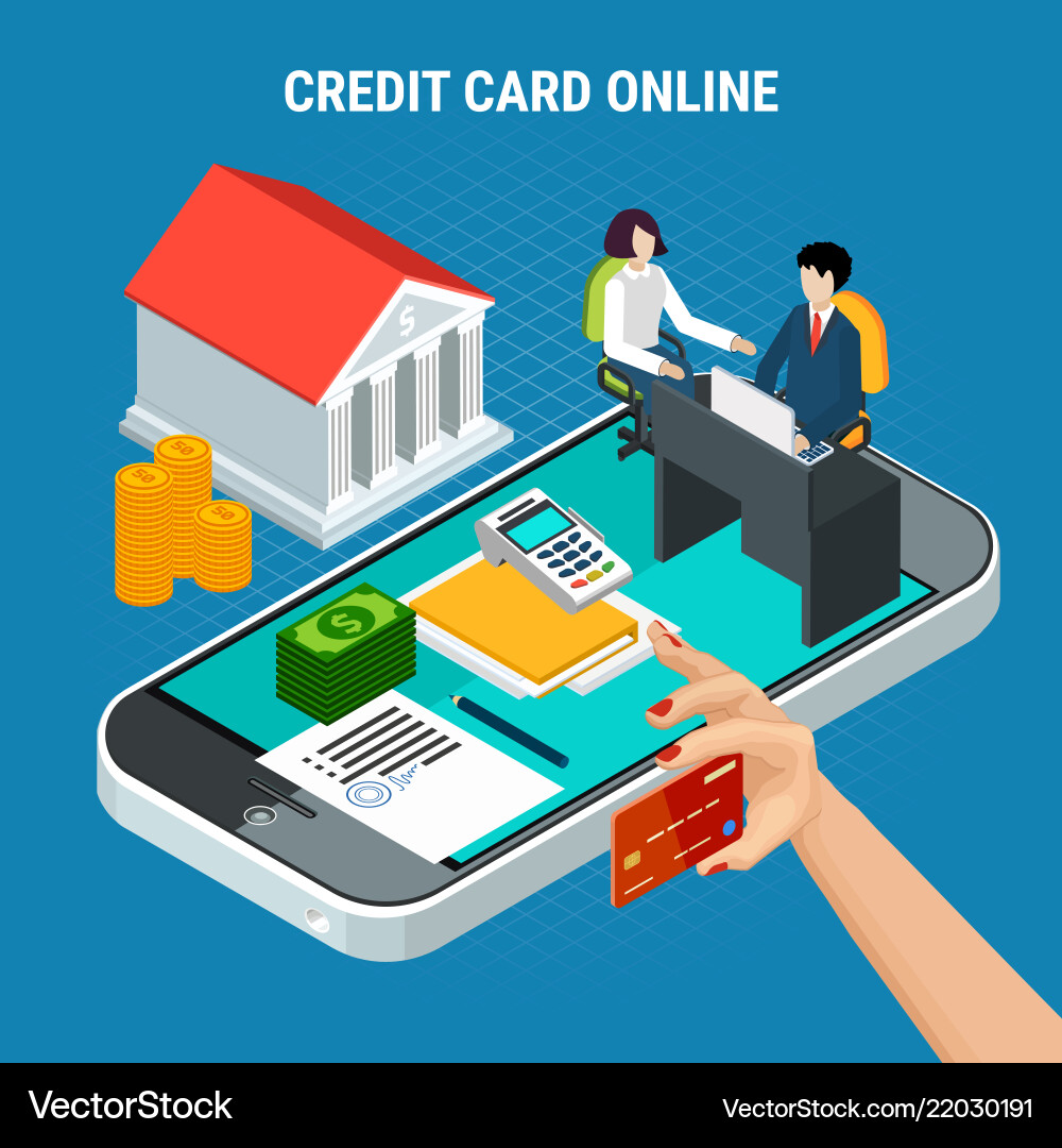 Mobile bank payments composition Royalty Free Vector Image