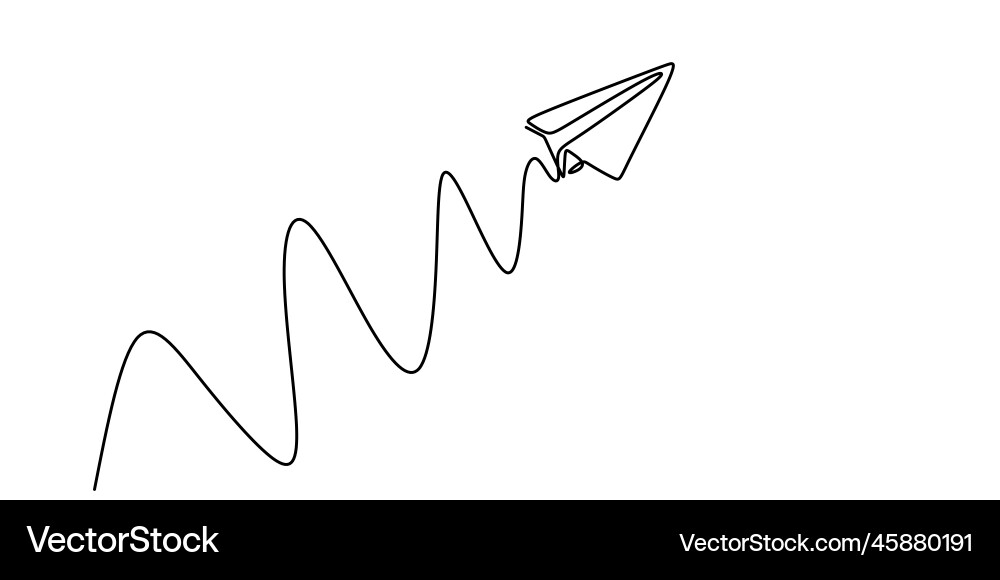 Paper plane continuous one line drawing Royalty Free Vector