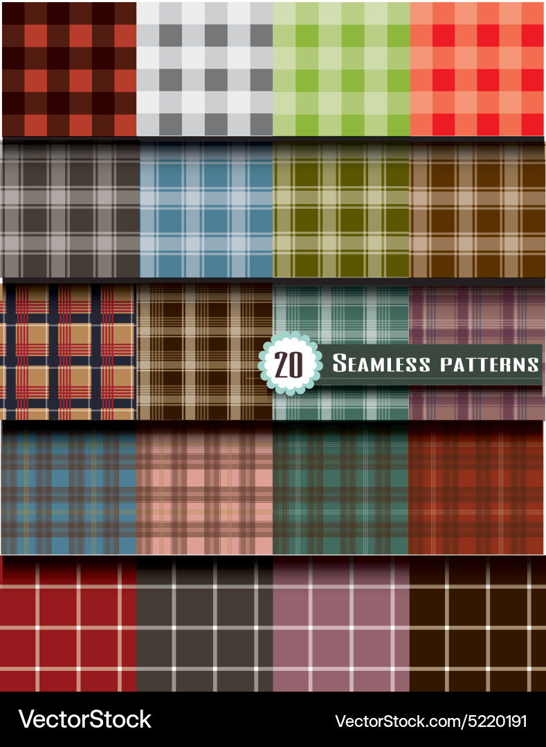 Plaid seamless pattern swatches included Vector Image