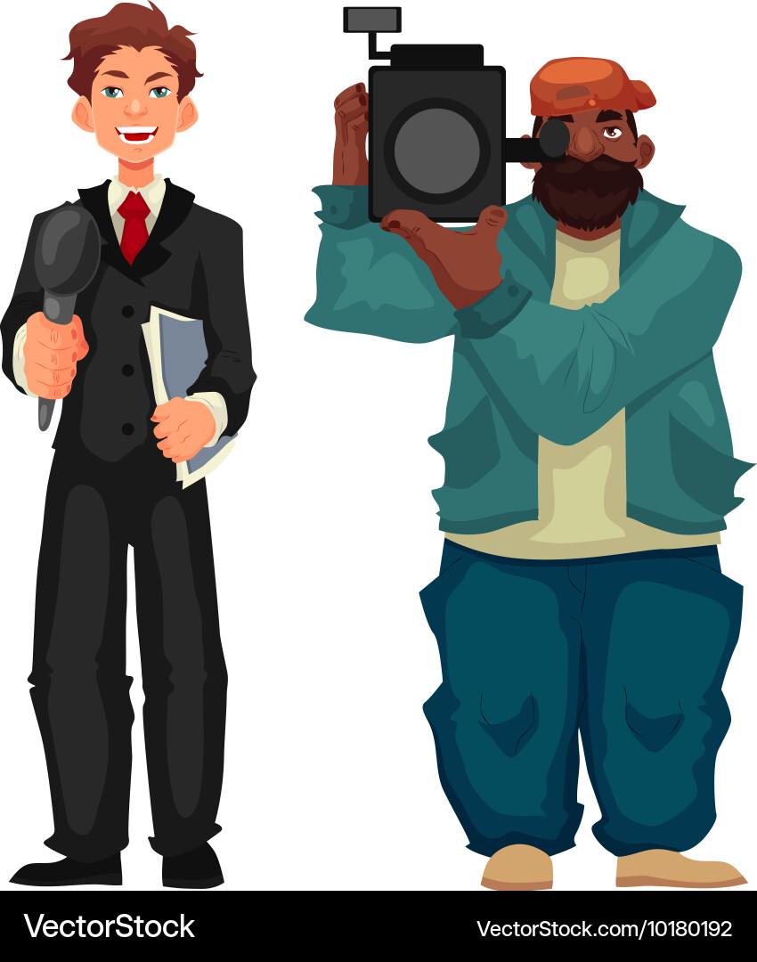 Beautiful male journalist operator Royalty Free Vector Image