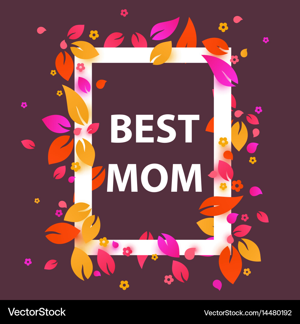 Beste Mutter Blumenrahmen Mütter Tag Banner Vektorbild