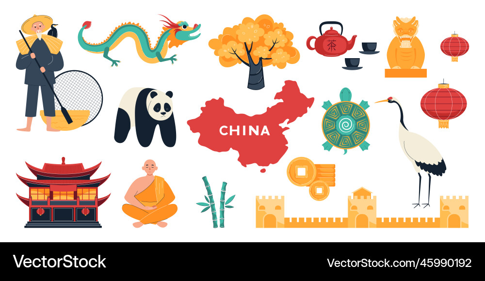 China symbols icons collection Royalty Free Vector Image