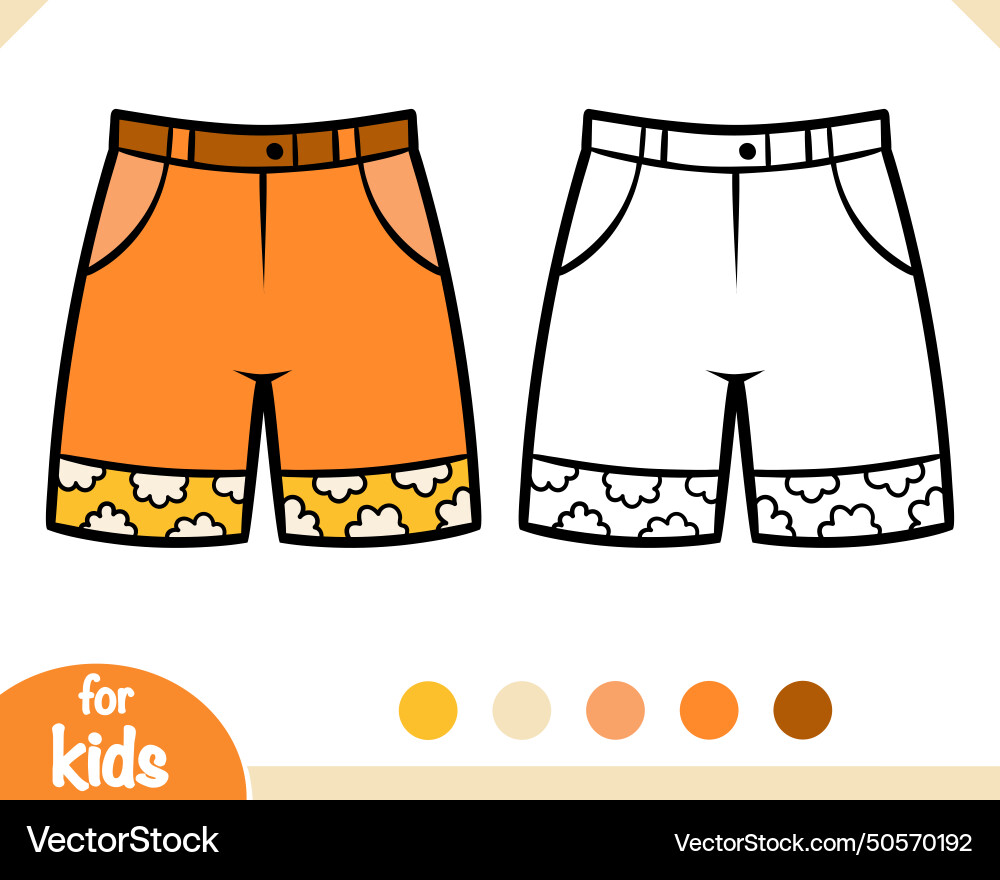 Coloring book kids shorts Royalty Free Vector Image