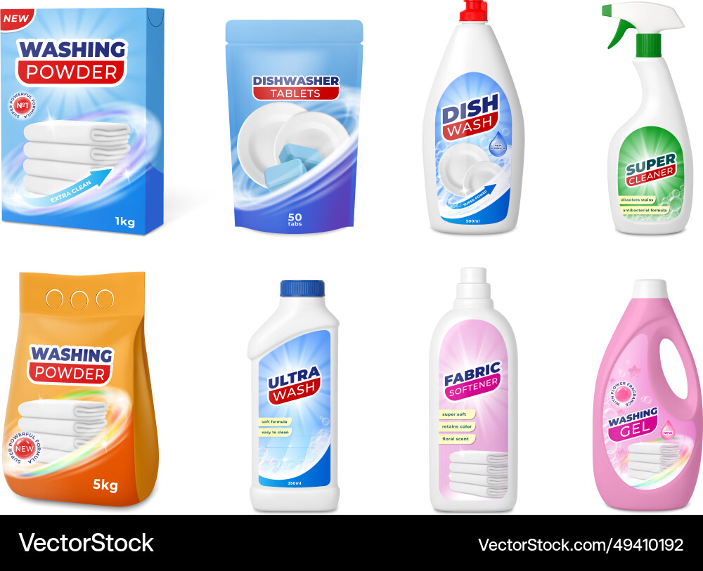 Detergent Product Packaging Set Royalty Free Vector Image
