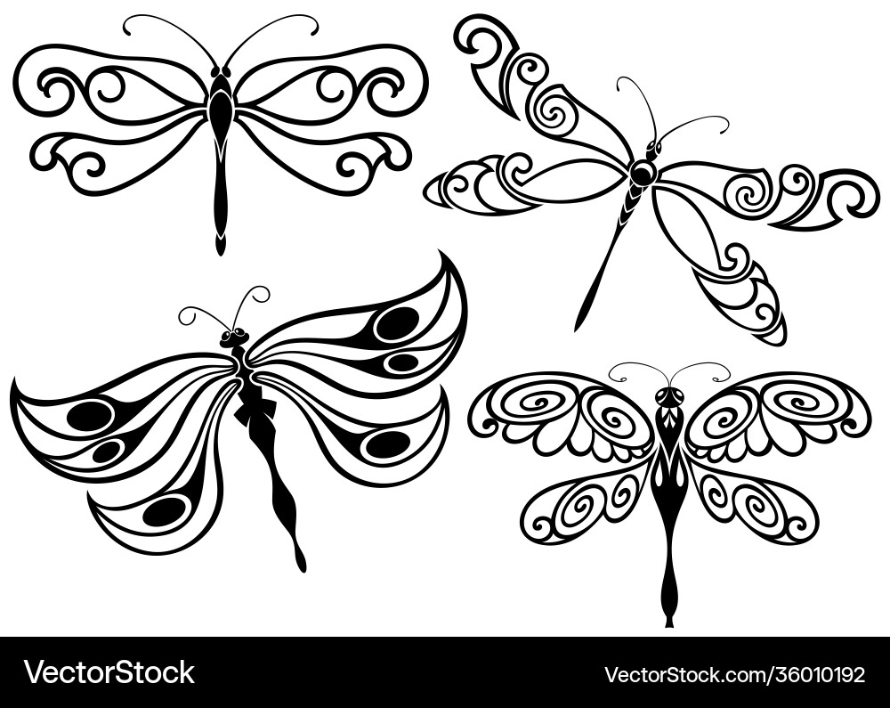 Dragonfly silhouette Royalty Free Vector Image