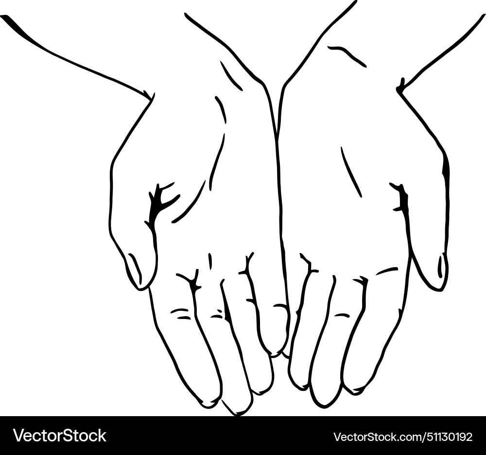 Open palms up hands Royalty Free Vector Image - VectorStock
