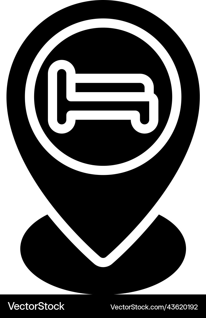 Pin with bed sign icon location map and navigation